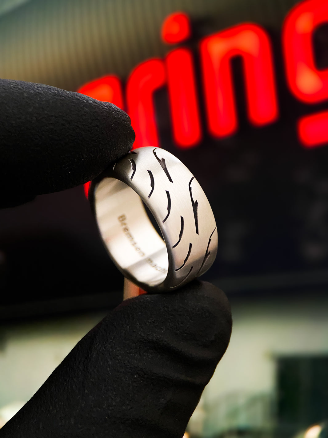 Unique handmade tire tread rings. Mens rings. Titanium rings – Racerings